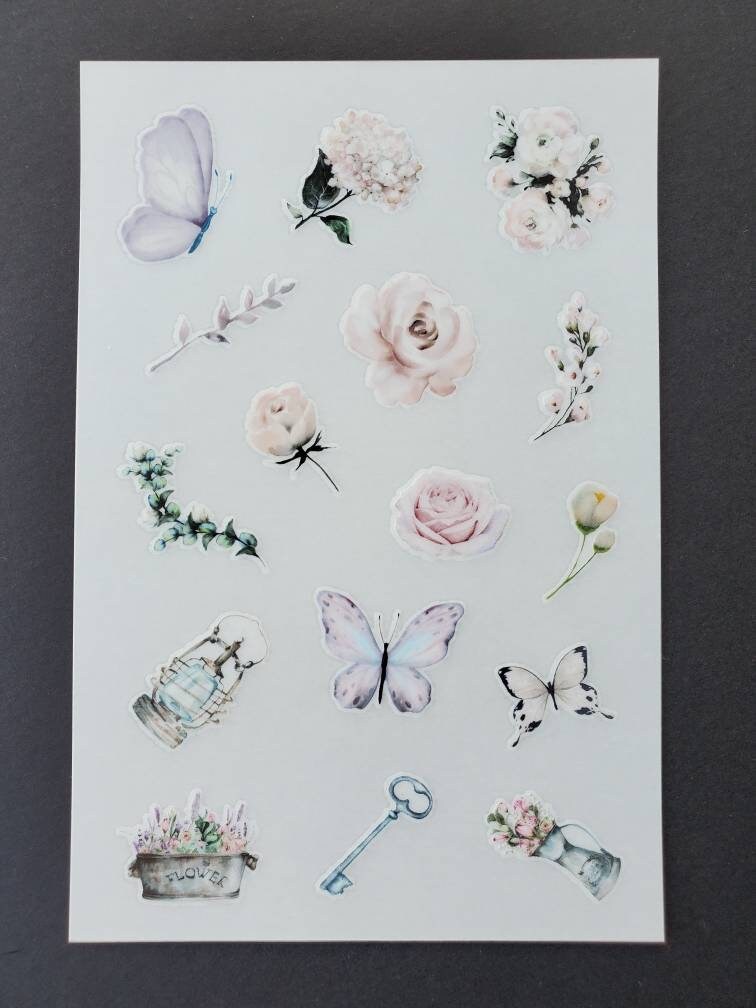 2 Sheets Rub on Transfer Flower Stickers Butterfly Rub on - Etsy