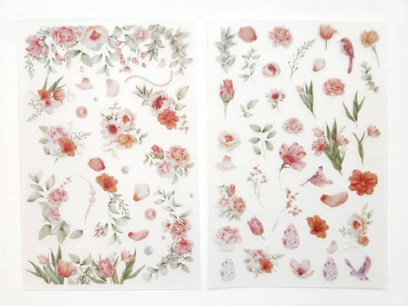 2 Sheets Rub on Transfer Flower Stickers Scrapbooking - Etsy