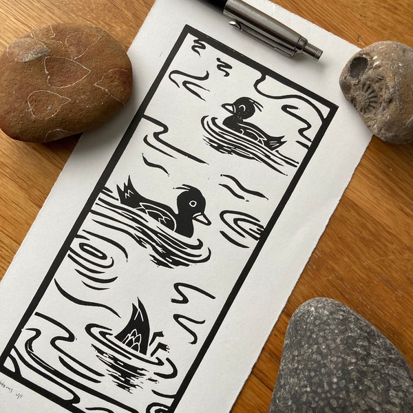 Swimming Duck Art - Etsy