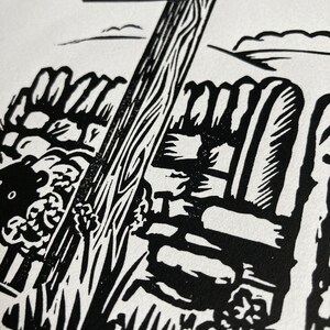 The Yorkshire Way - Humourous Sign Post - Linocut Print - Handmade Art ...