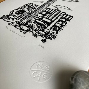 The Yorkshire Way - Humourous Sign Post - Linocut Print - Handmade Art ...