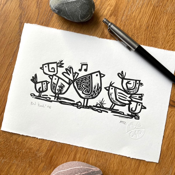 Bird Linocut - Etsy UK