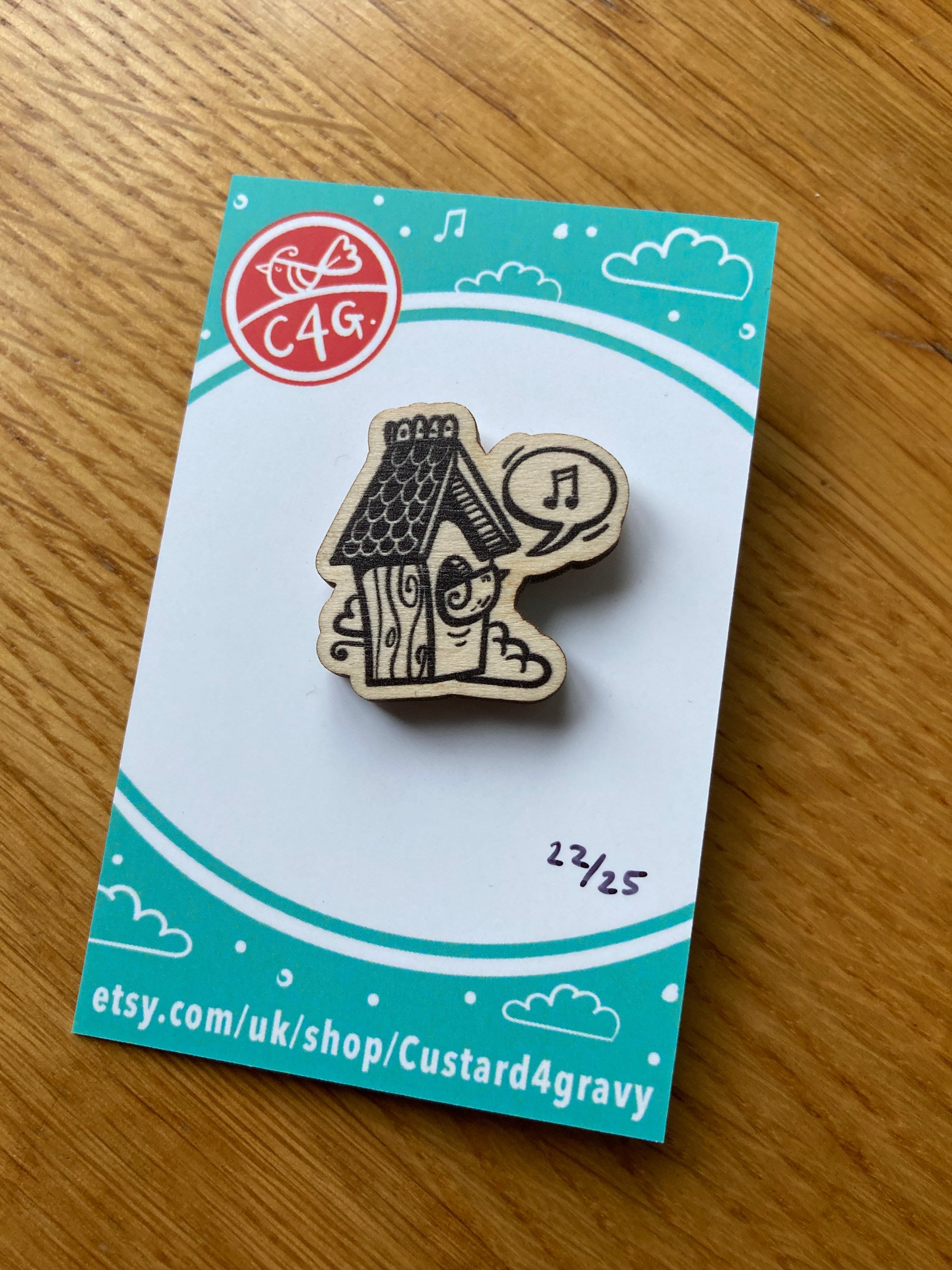 Wooden Bird Box Singing Pin Badge Limited Edition numbered | Etsy