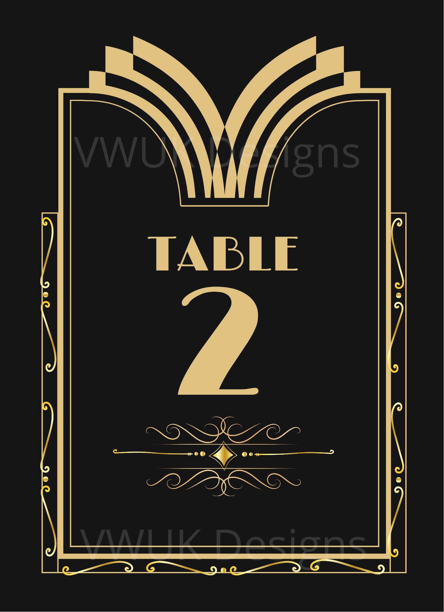 Great Gatsby Table Cards 1-20 | Art Deco Printable | Black and Gold ...