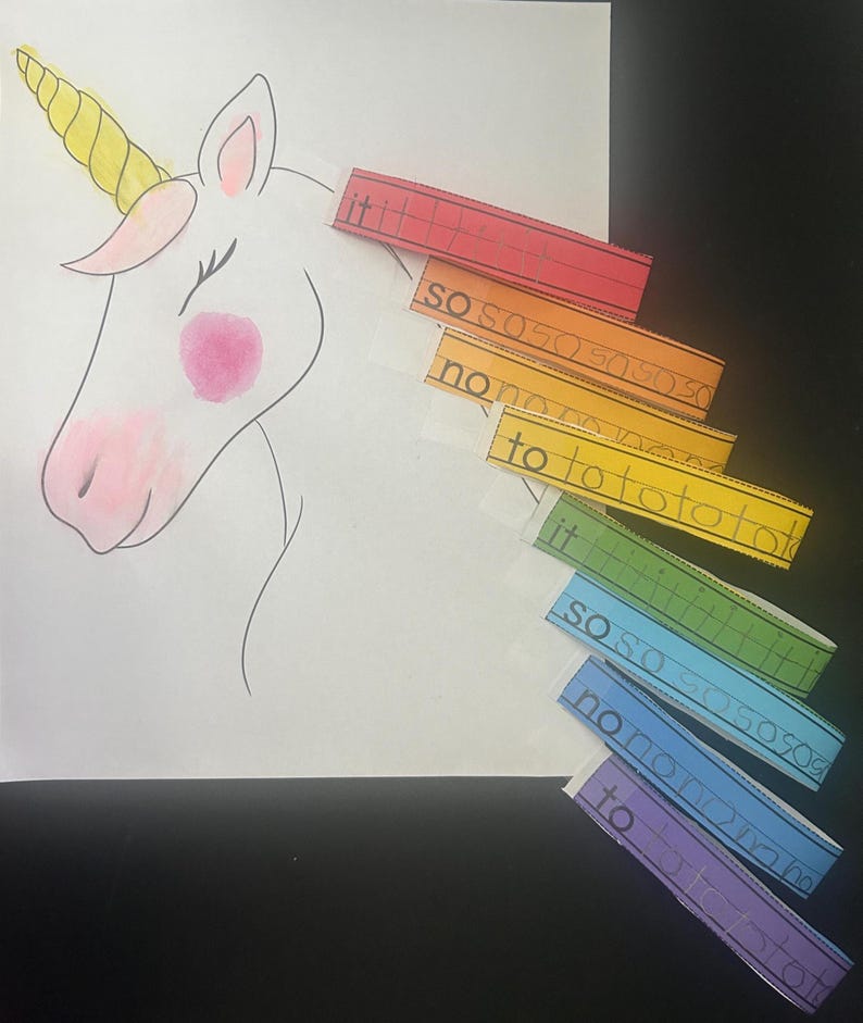 Unicorn Sight Word Craft - Classic Rainbow | Printable Sight Word & CVC ...