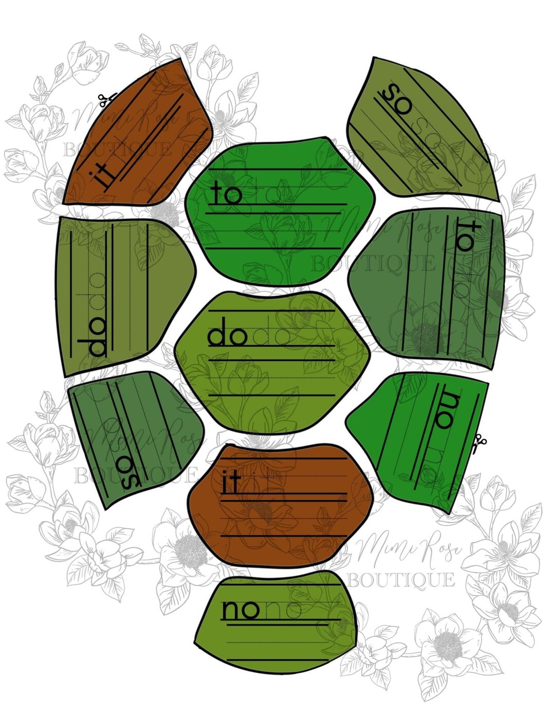 Turtle Sight Word Craft - Greens | Printable Literacy Activity for Kids ...