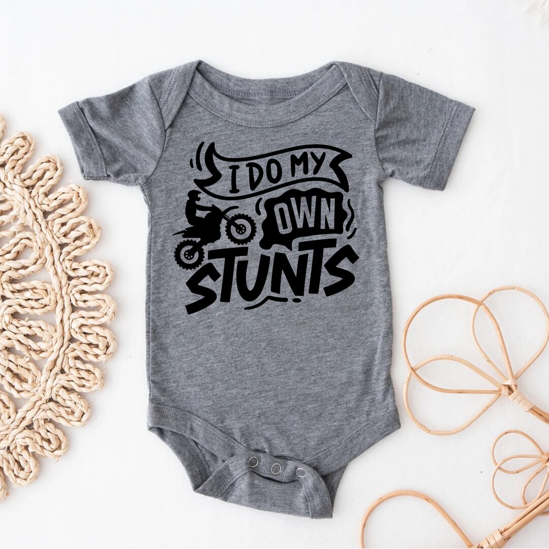 I Do My Own Stunts Bodysuit | Dirt Bike Rider Baby Outfit | Motocross Themed Baby Outfit ...