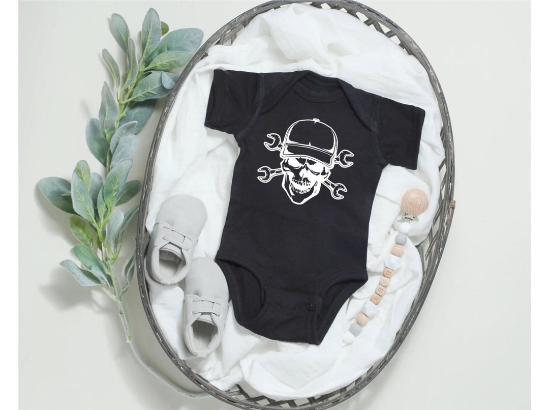 Mechanic Themed Baby Clothes | Baby Boy Clothes | Tools Clothes | Skull ...