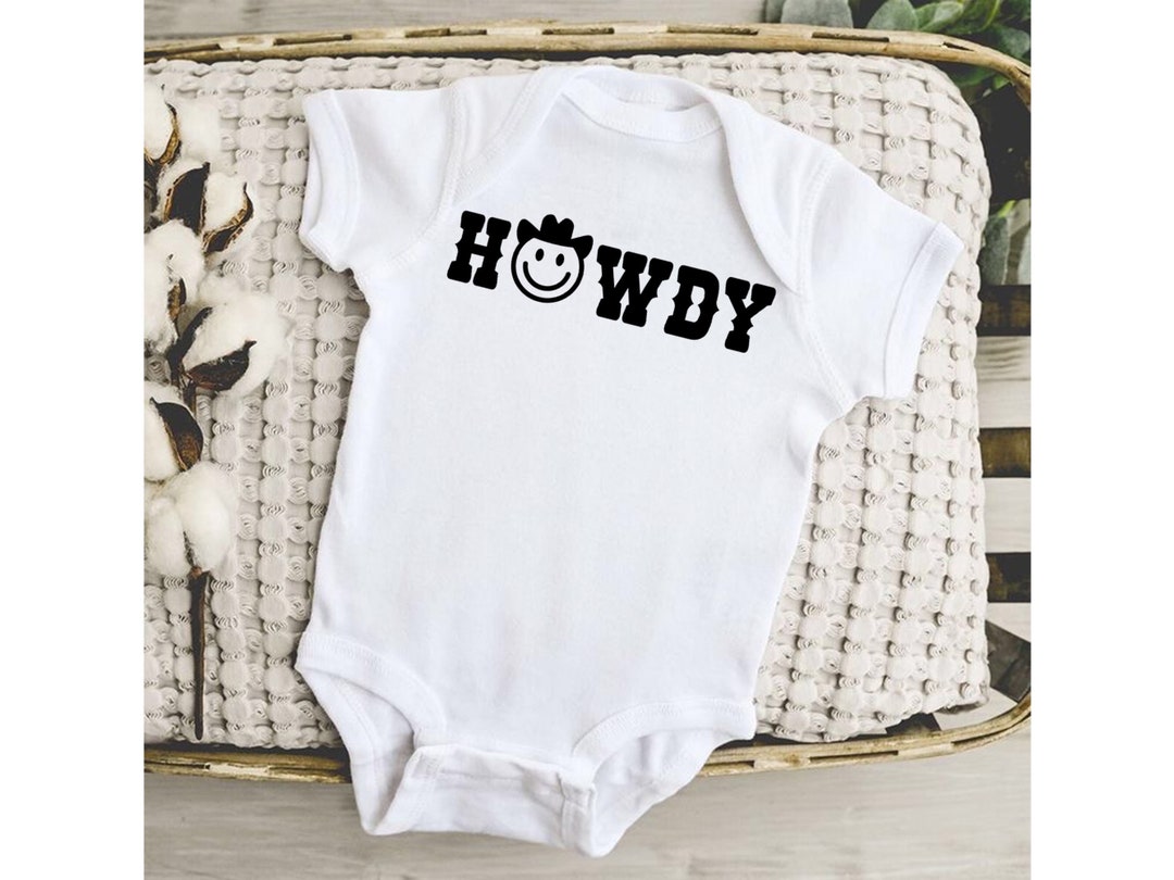 Howdy Cowboy Cowgirl Happy Face Baby Clothes / Newborn Western Cowboy ...
