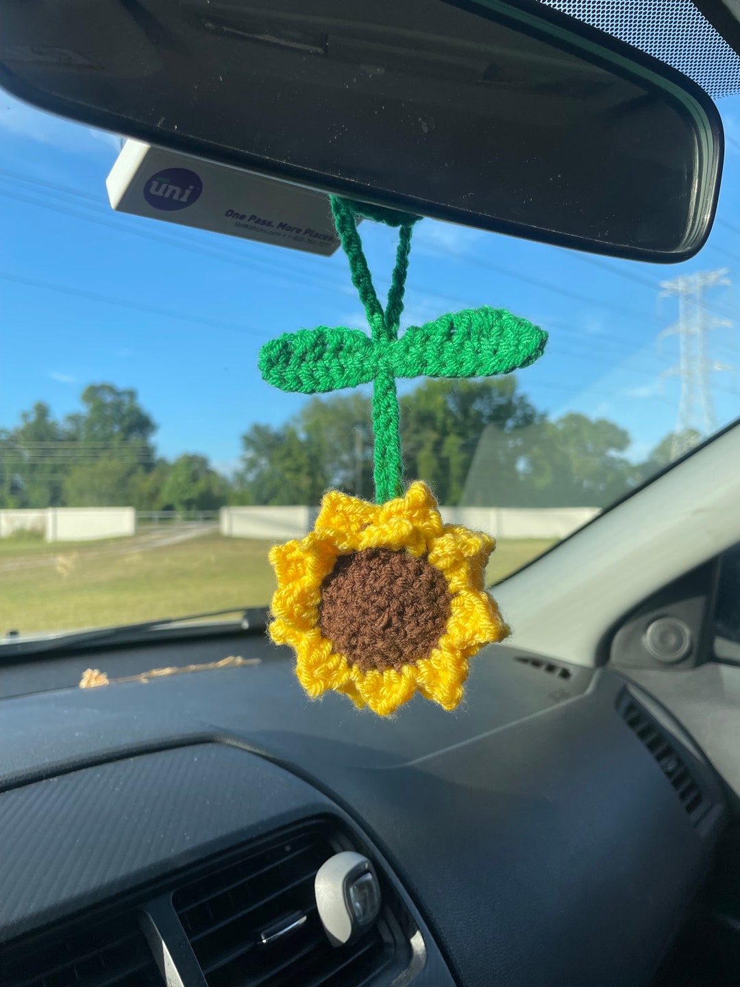 Crochet Sunflower Car Hanger - Etsy