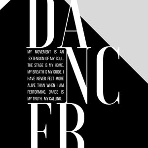 Dancer Inspirational Quote Poster Minimal Wall Art Modern Wall Art ...
