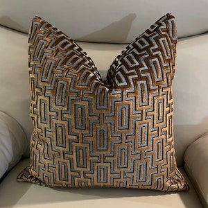 Bronze Geometric Velvet Designer Decorative Pillow Cover - Luxurious ...