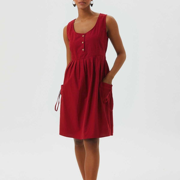 Red Cotton Dress - Etsy