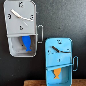 Fabulous Metal Sardine Clock With Swinging Fish Pendulum | Great Gift ...
