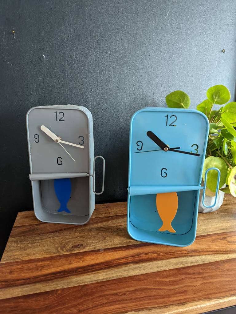 Fabulous Metal Sardine Clock With Swinging Fish Pendulum - Etsy UK