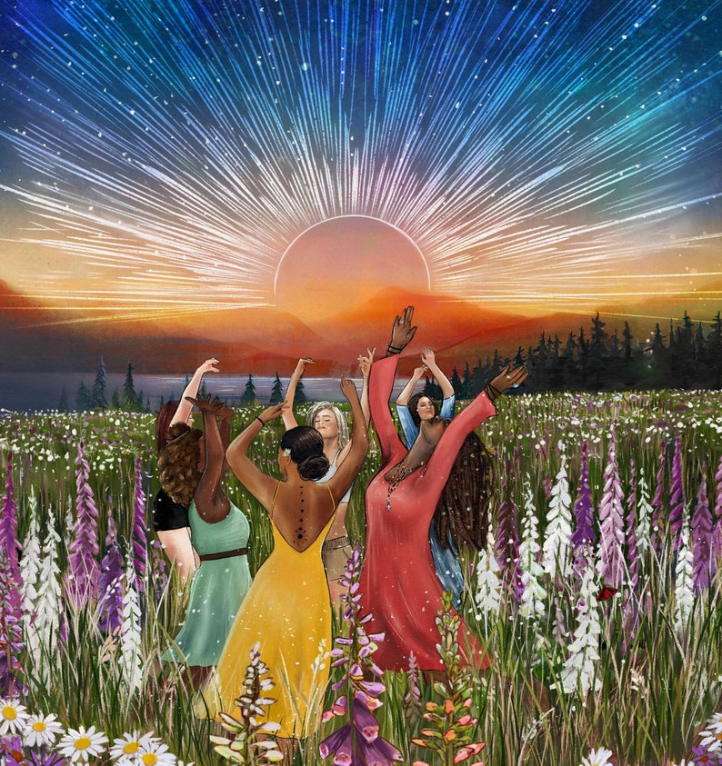Litha Art Print: Pagan Goddess, Dancing Women, Summer Solstice - Etsy