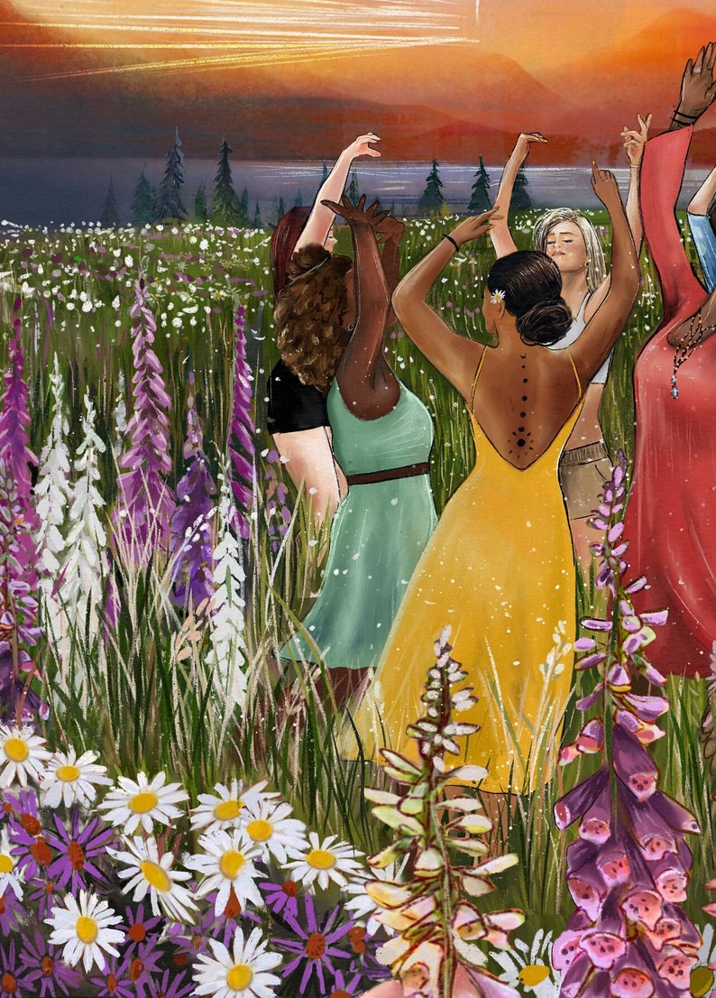 Litha Art Print: Pagan Goddess, Dancing Women, Summer Solstice - Etsy