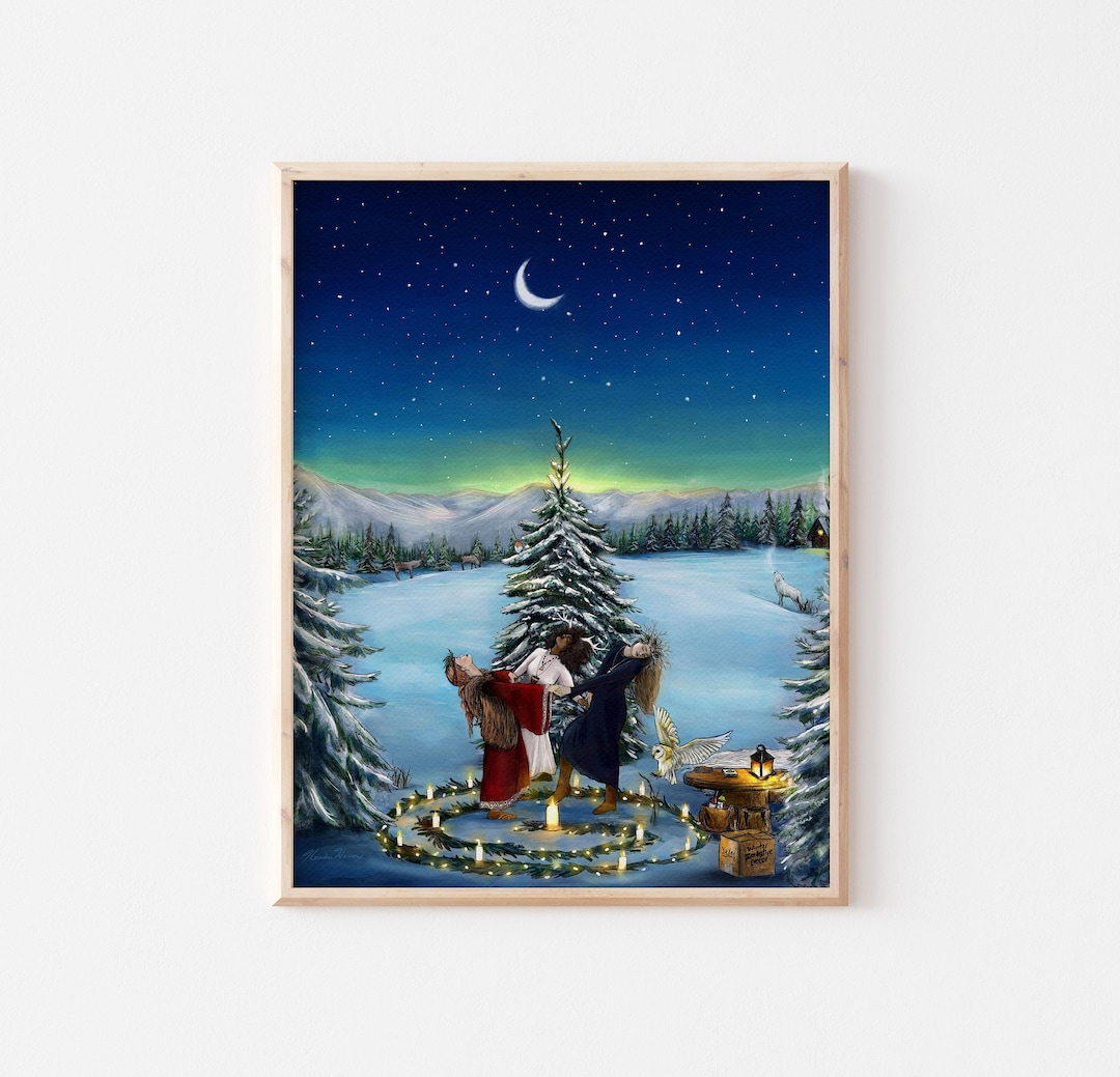 Solstice Celebrations Art Print: Pagan Winter Night Scene - Etsy