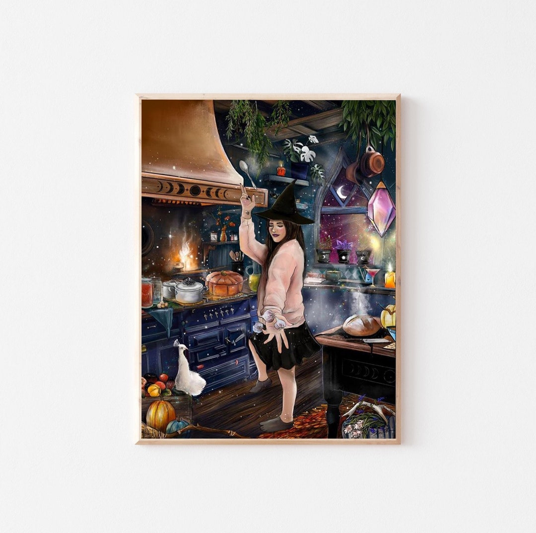 Kitchen Witch, Witches, Witchy Art Print, Kitchen Witch Art, Halloween ...
