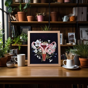 Floral Uterus, Uterus Anatomy, Art Print for Women's Healthcare ...
