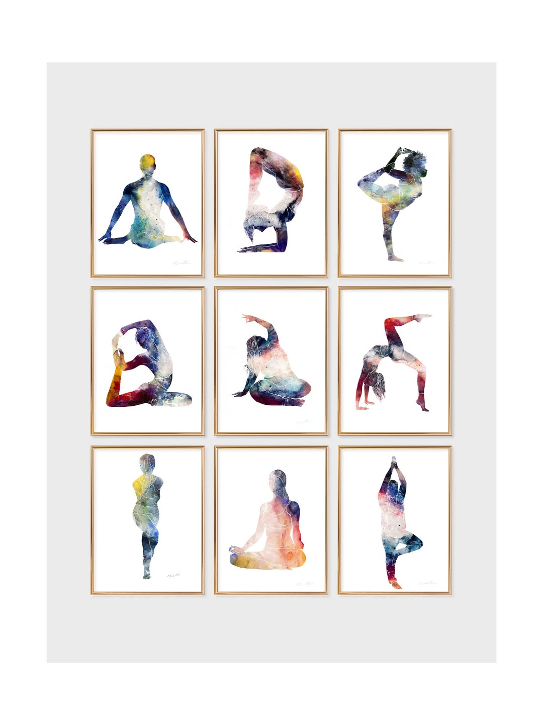 Watercolor Yoga Pose Art Prints: Mix & Match Wall Decor - Etsy