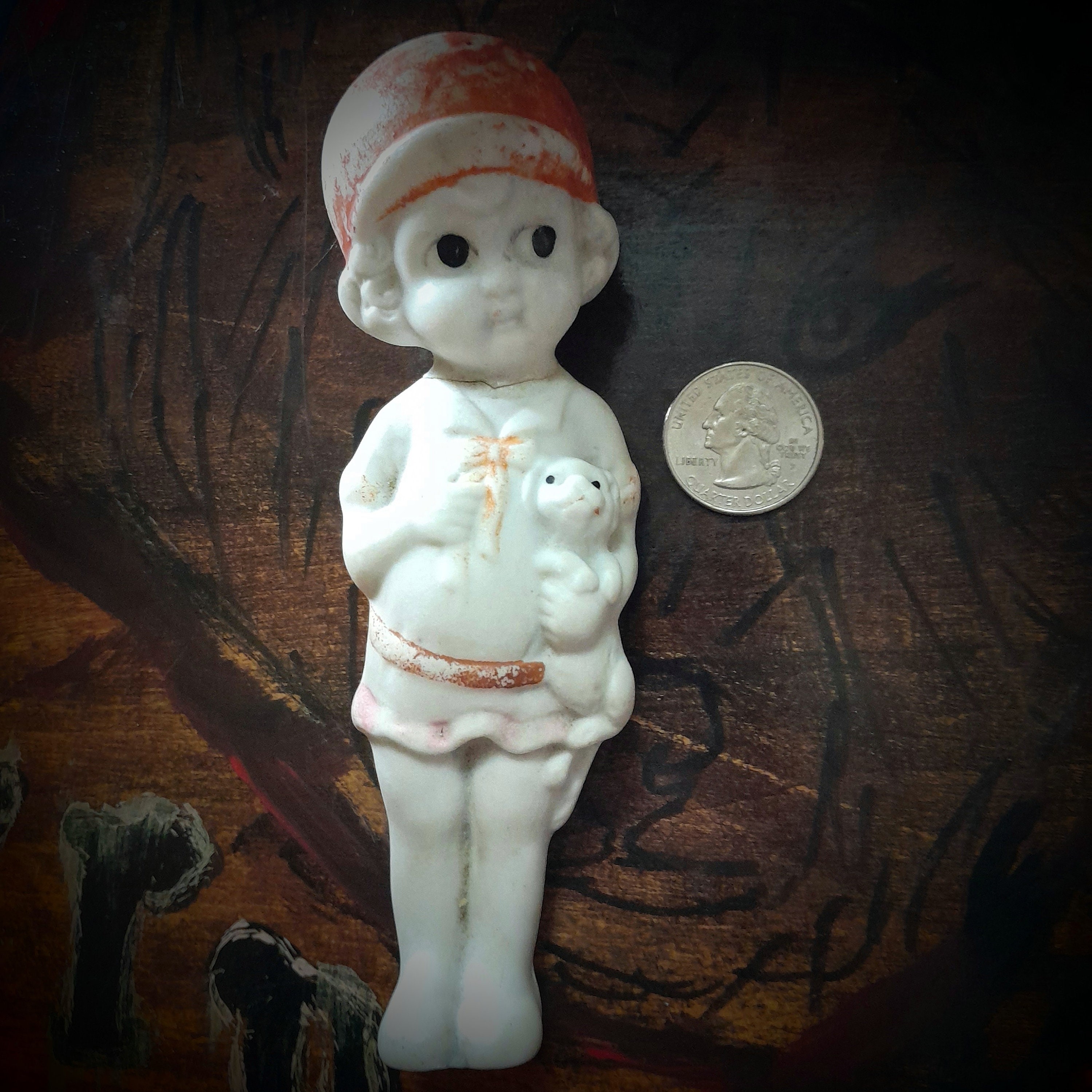 Rare Large Antique Penny Doll Girl With Puppy 1920s - Etsy