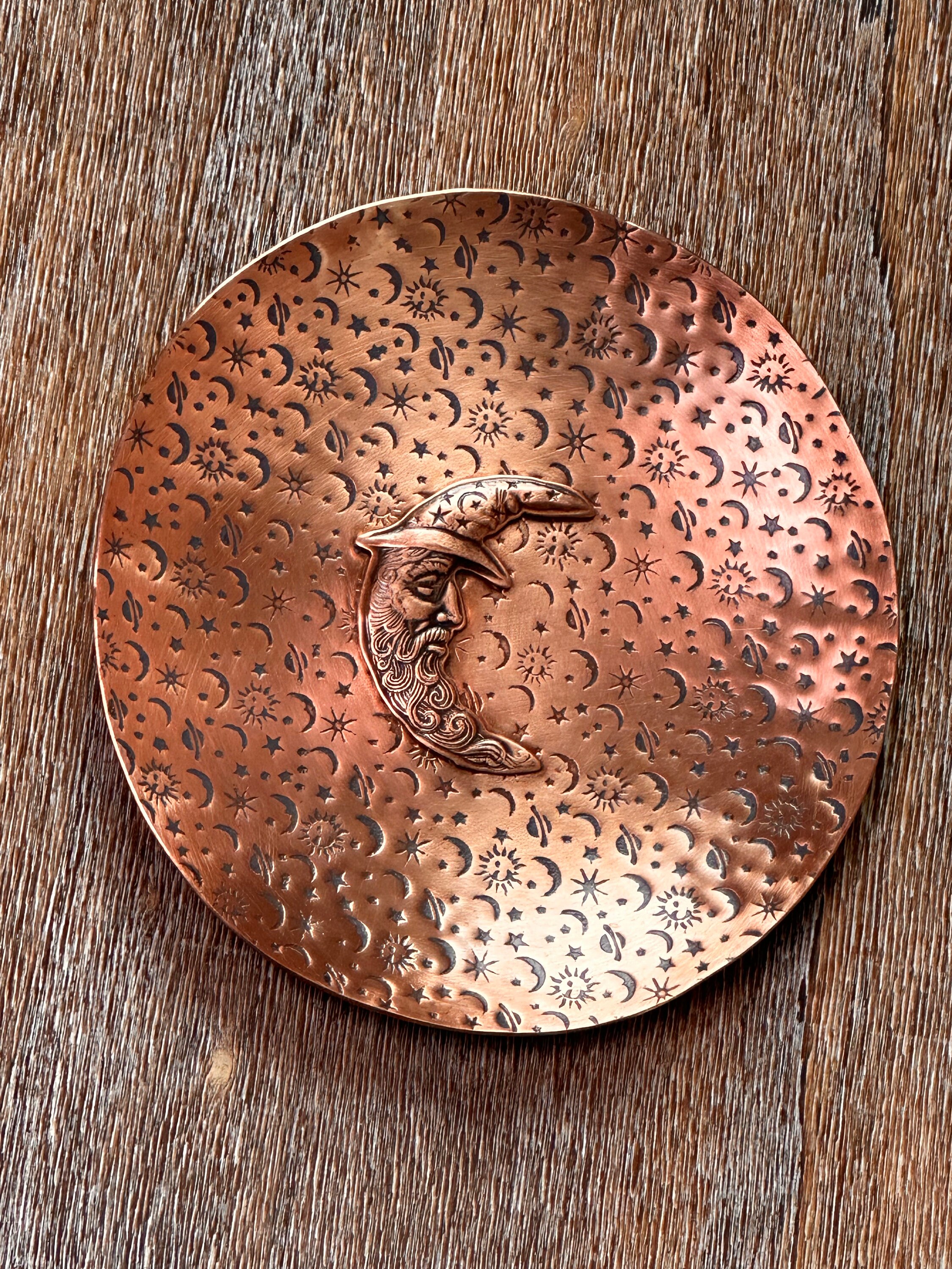Copper Hand Forged Man in the Moon Celestial Trinket Ring Dish - Etsy UK