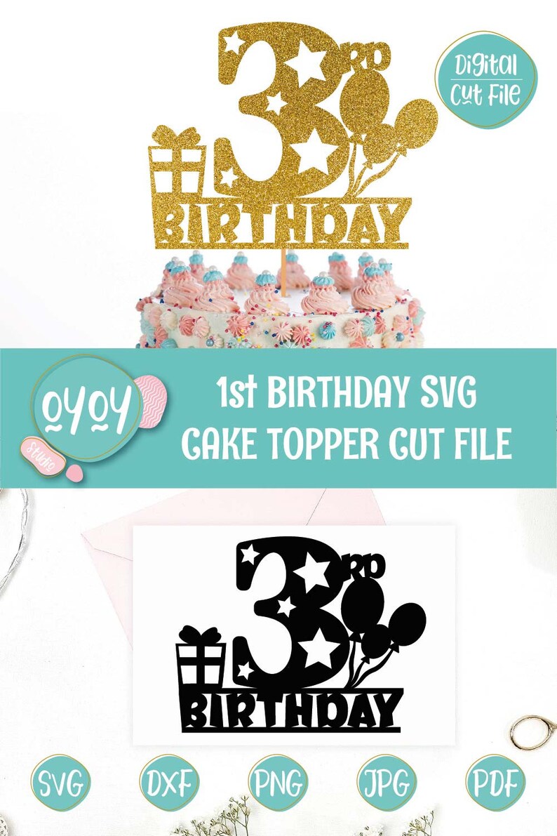 3rd Birthday Cake Topper SVG 3rd Birthday SVG Third Birthday - Etsy
