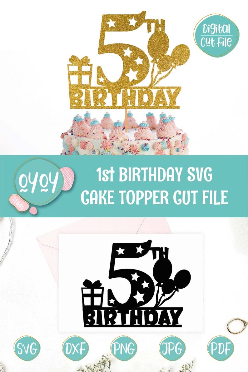 Buy 5th Birthday Cake Topper SVG 5 Years Old Svg Happy 5th Online in ...