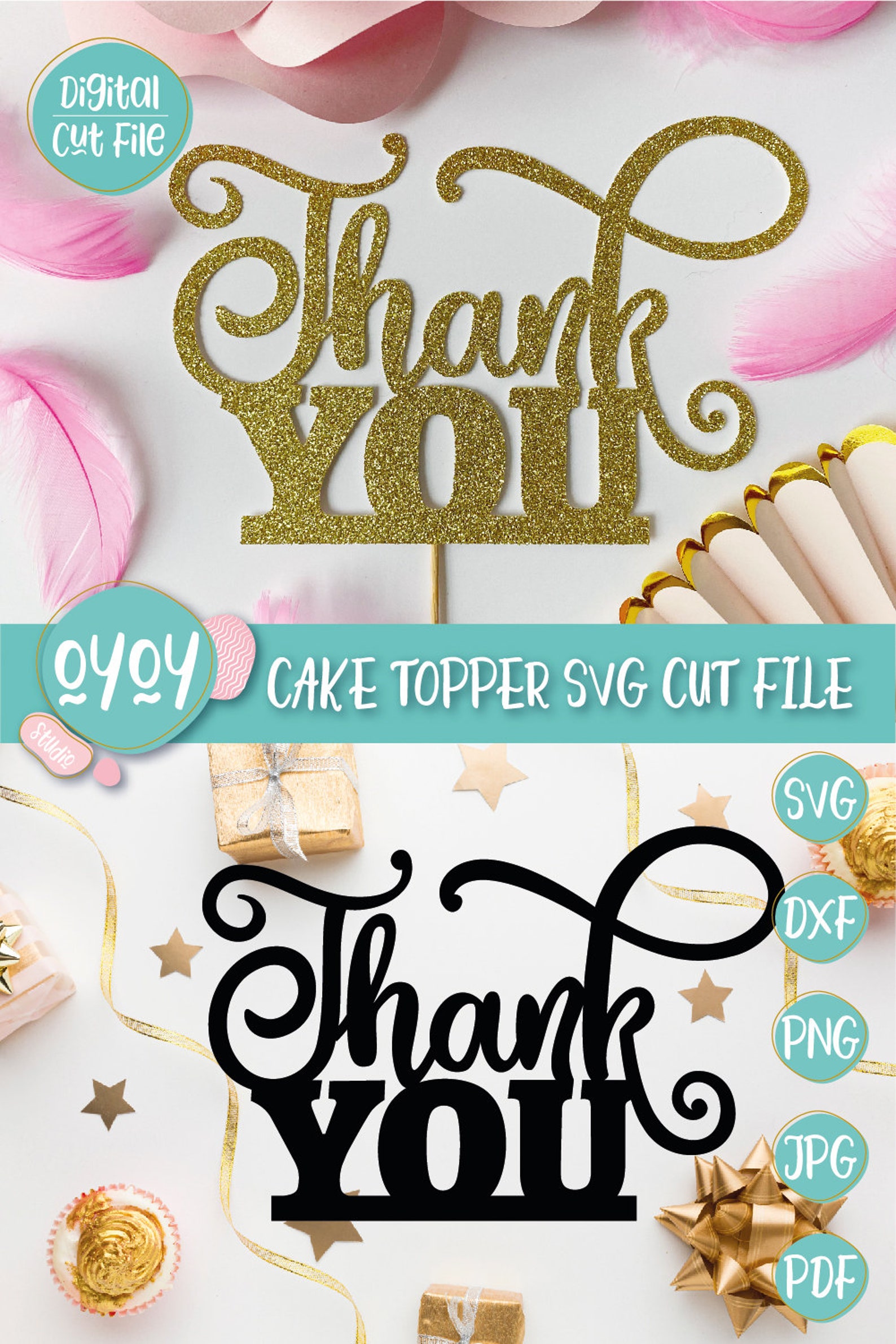 Thank You Cake Topper SVG, Thank You Sign SVG File for Cricut, Thank ...