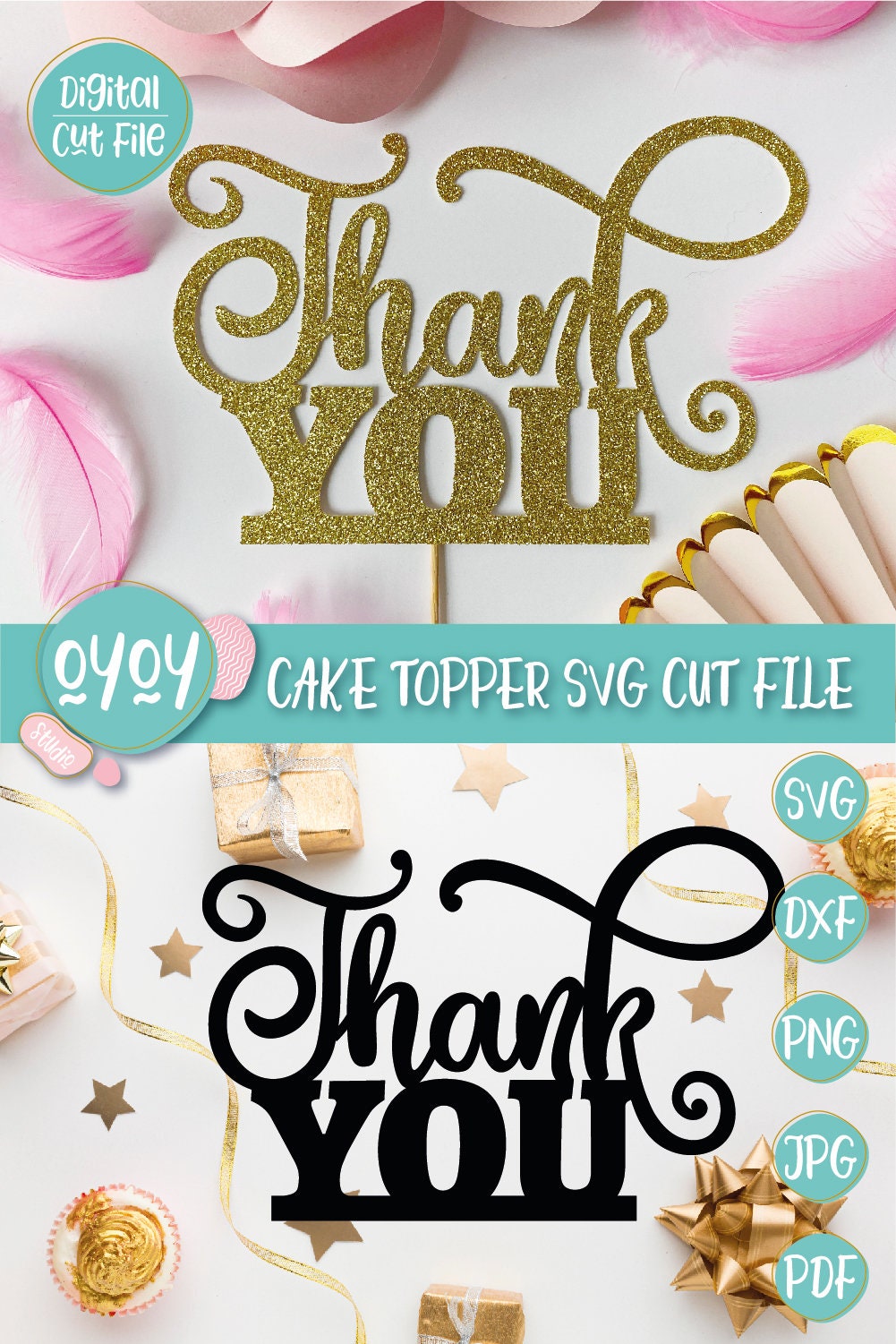 Thank You Cake Topper SVG Thank You Sign SVG File for Cricut - Etsy