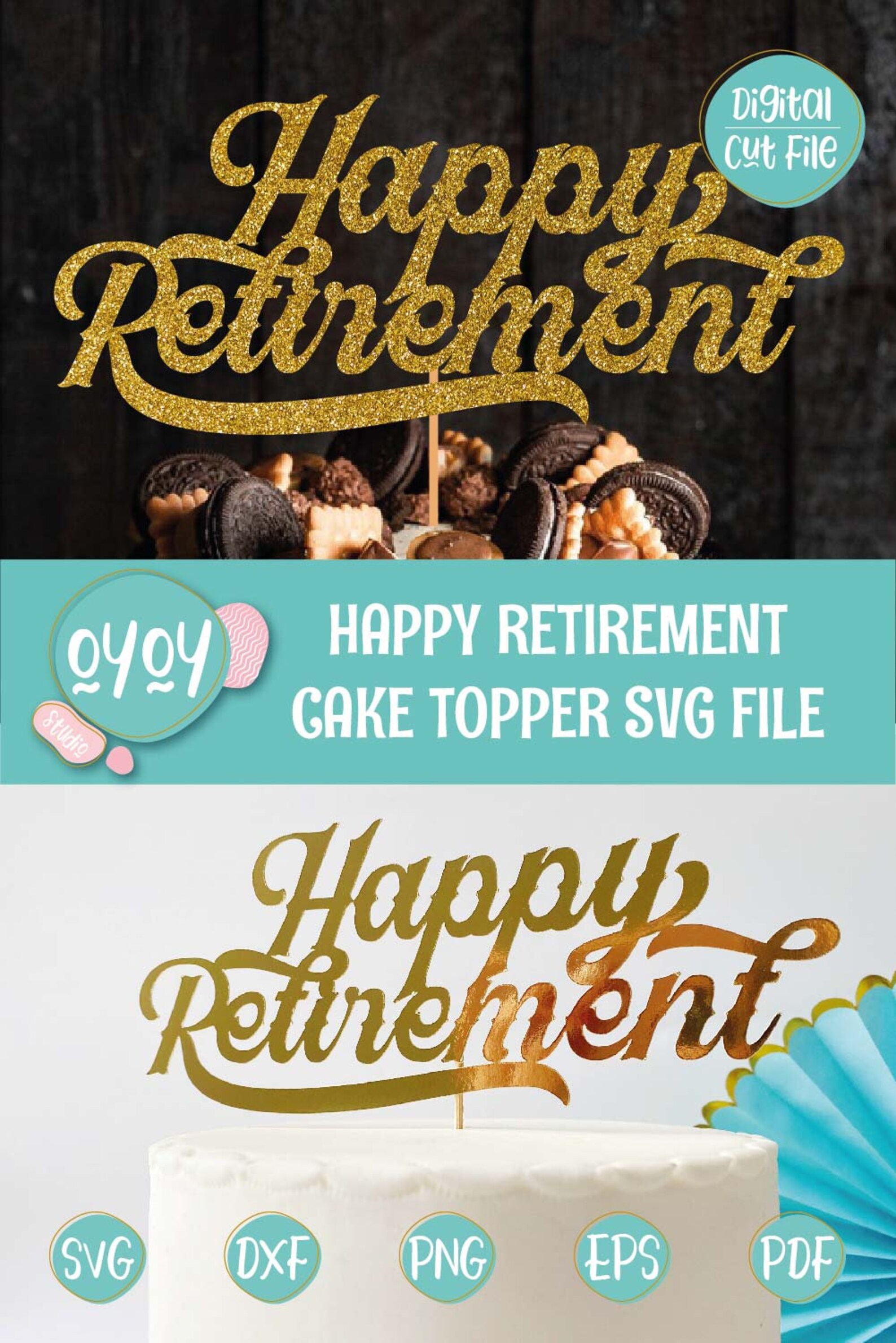 Happy Retirement Cake Topper Svg for Retirement Party, Retirement SVG ...