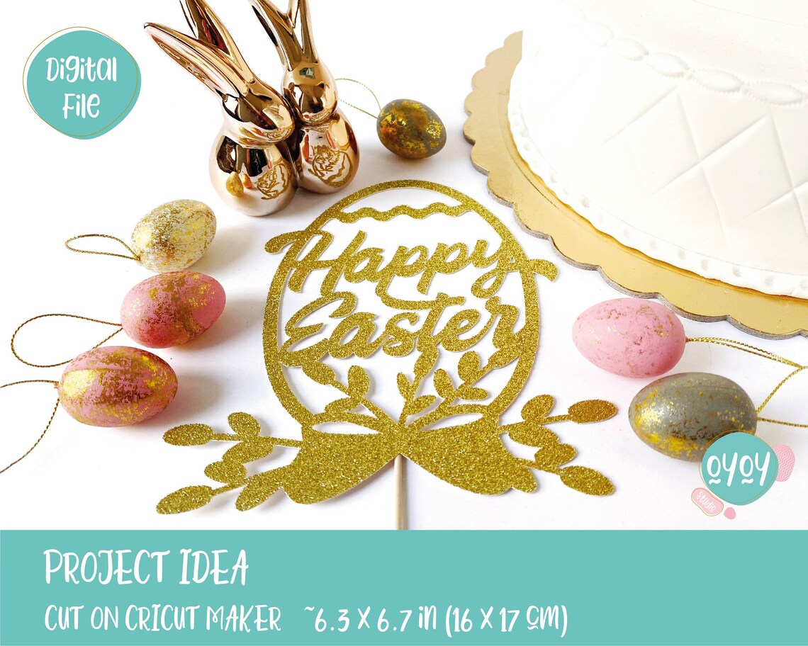 Happy Easter Cake Topper SVG, Easter Egg SVG, Easter Cake Topper SVG ...