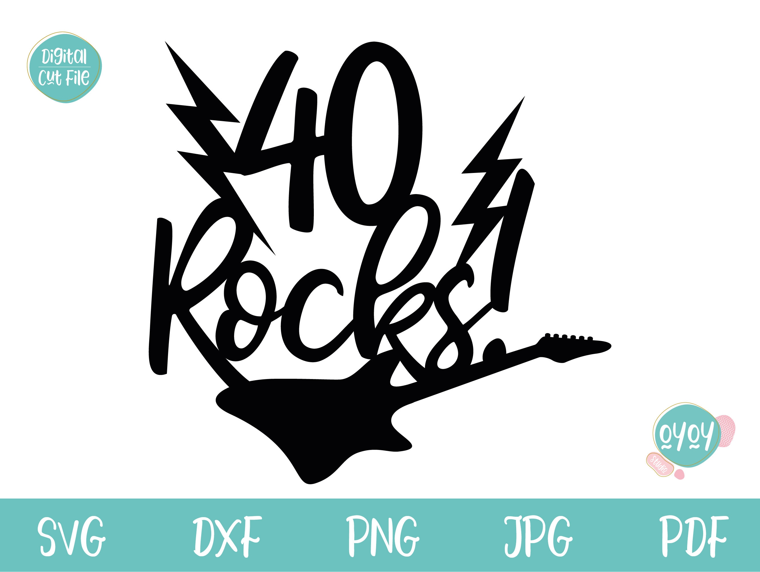 40th Birthday Svg 40 Rocks SVG Cake Topper Svg Rock Star - Etsy