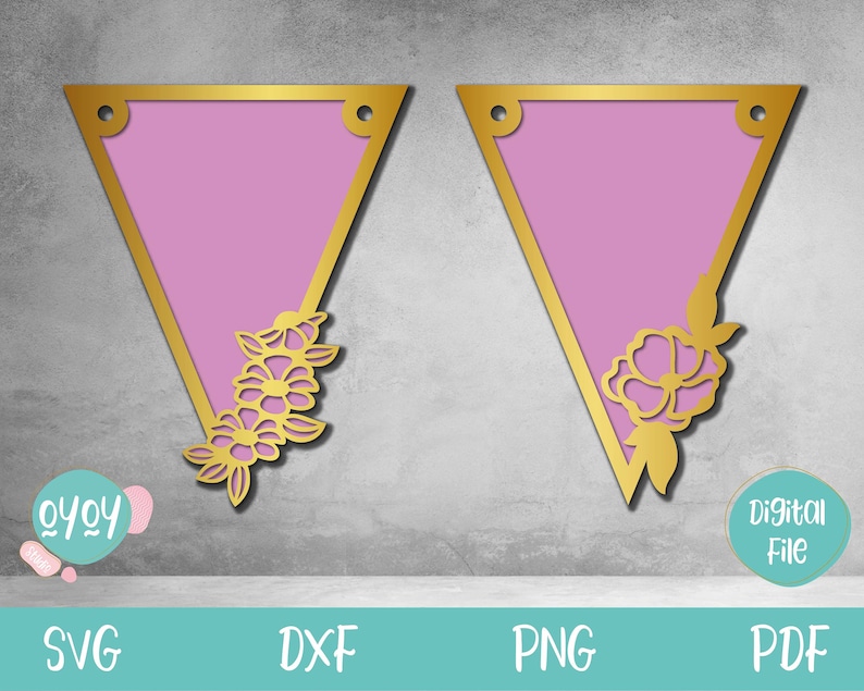 Floral Banner SVG Bunting Banner SVG Birthday Banner Svg for | Etsy