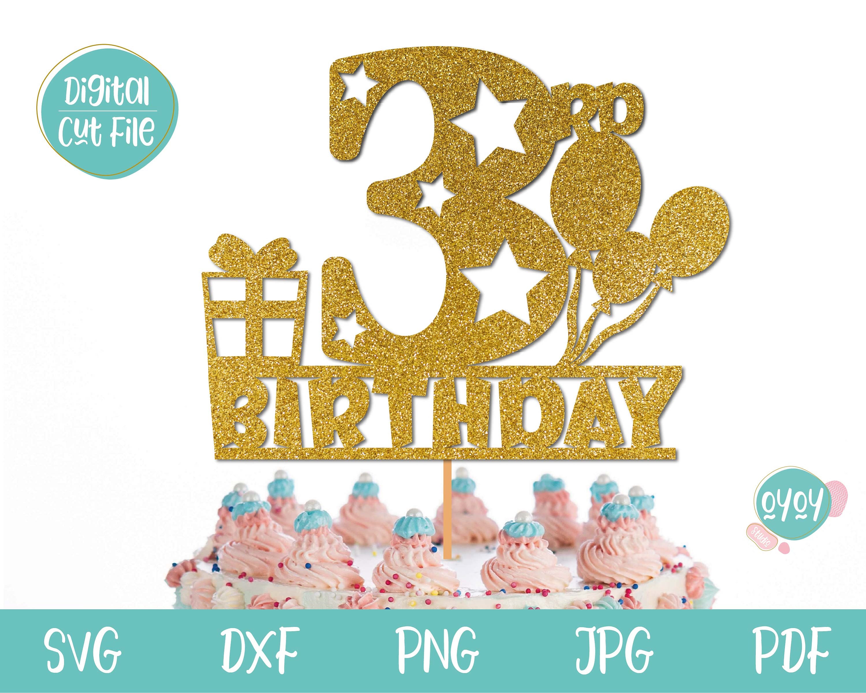 3rd Birthday Cake Topper SVG 3rd Birthday SVG Third Birthday | Etsy