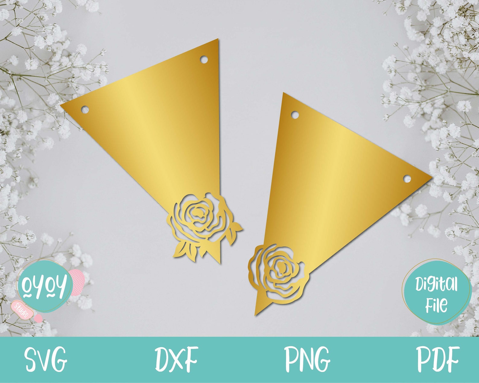 Bunting Banner SVG Birthday Banner Svg for Girl Floral - Etsy