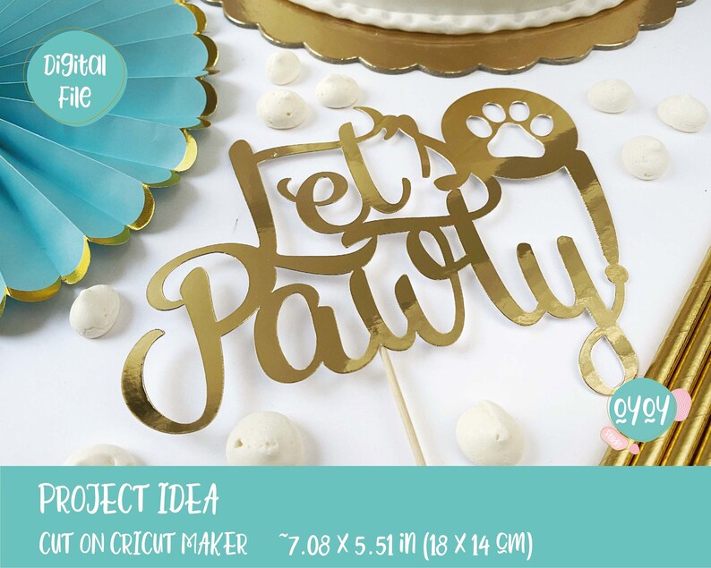Puppy Birthday Svg, Dog Birthday Cake Topper SVG, Let's Pawty Cake ...