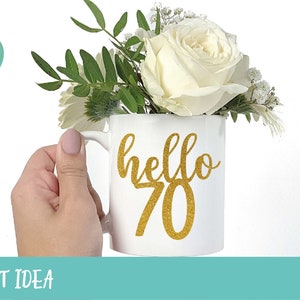 Hello 70 Cake Topper SVG, 70th Birthday SVG, Hello 70 Svg, Cake Topper ...