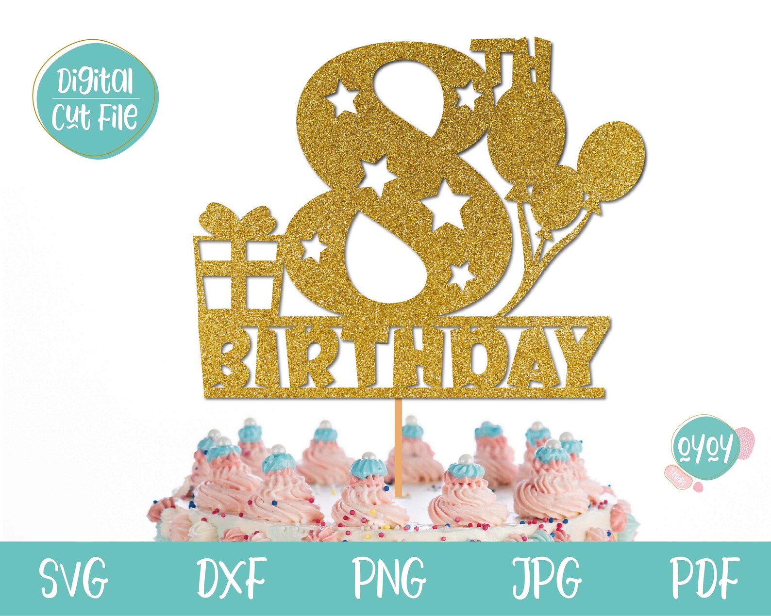 8th Birthday Cake Topper SVG 8th Birthday Girl SVG 8th | Etsy