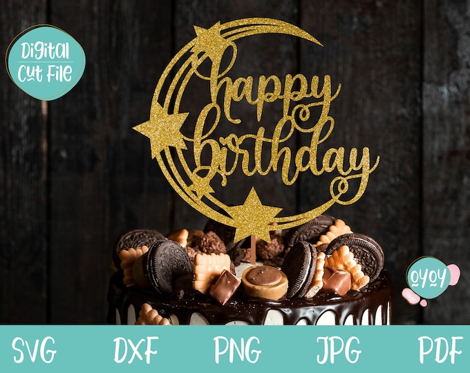 Happy Birthday SVG, Cake Topper Svg, Birthday Svg With Flowers ...