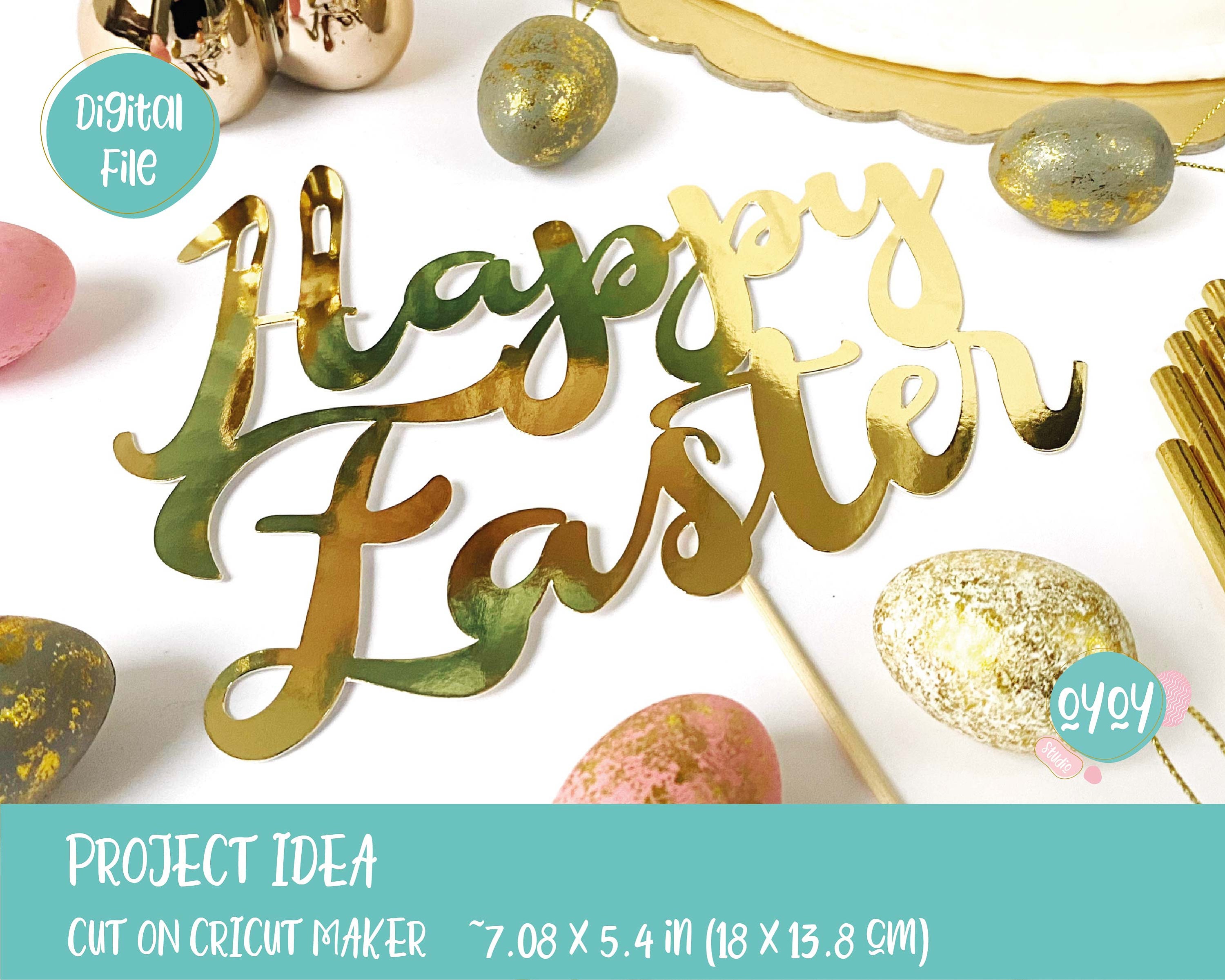 Happy Easter SVG Easter Cake Topper SVG Happy Easter Bunny | Etsy