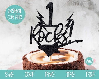 One Rocks Cake Topper SVG File, 1st Birthday SVG, Rock Star SVG ...