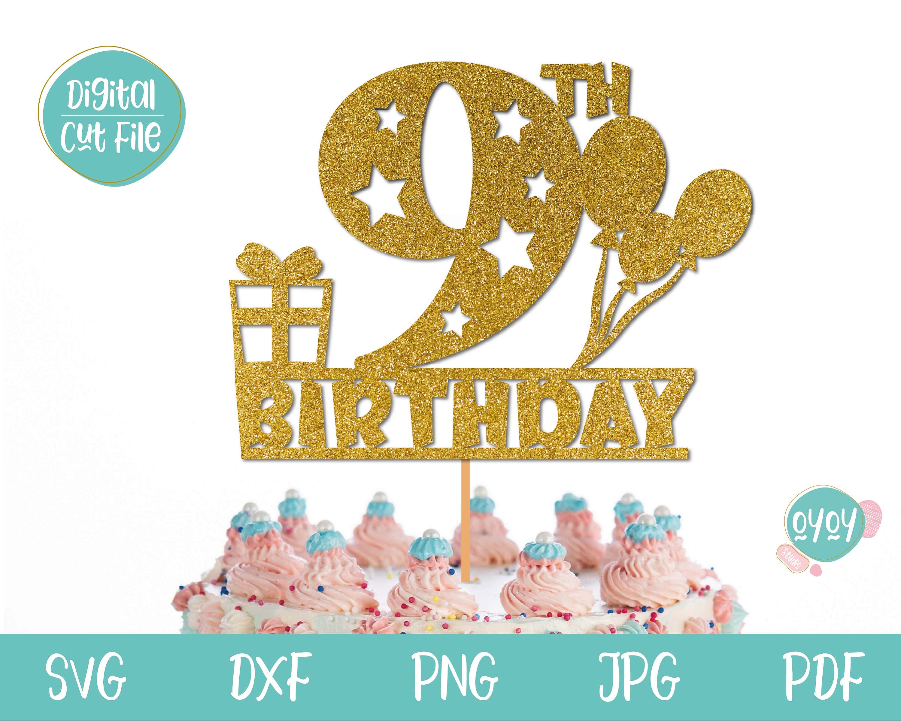 9th Birthday Cake Topper SVG, 9th Birthday Girl SVG, 9th Birthday Boy ...