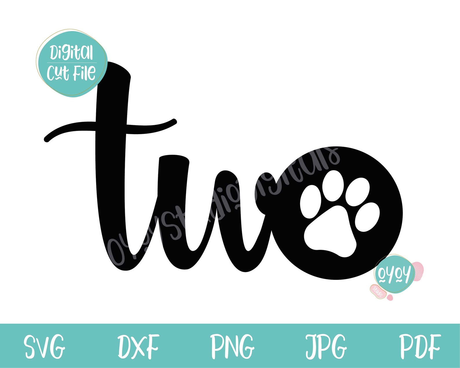 Two Paw Print Svg 2nd Birthday Cake Topper Svg Puppy | Etsy