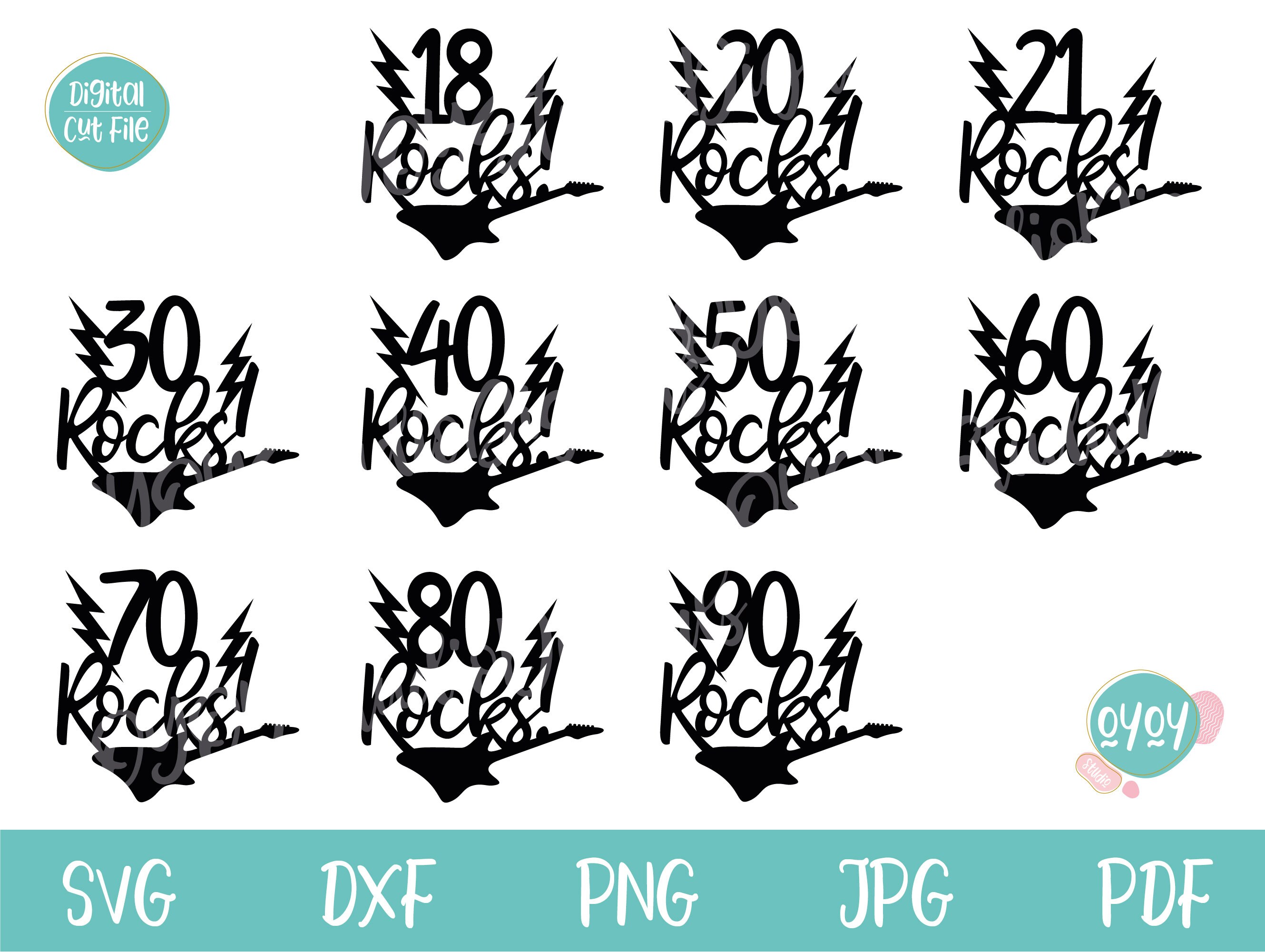 Any Age Rocks svg Birthday Bundle svg Cake topper svg | Etsy
