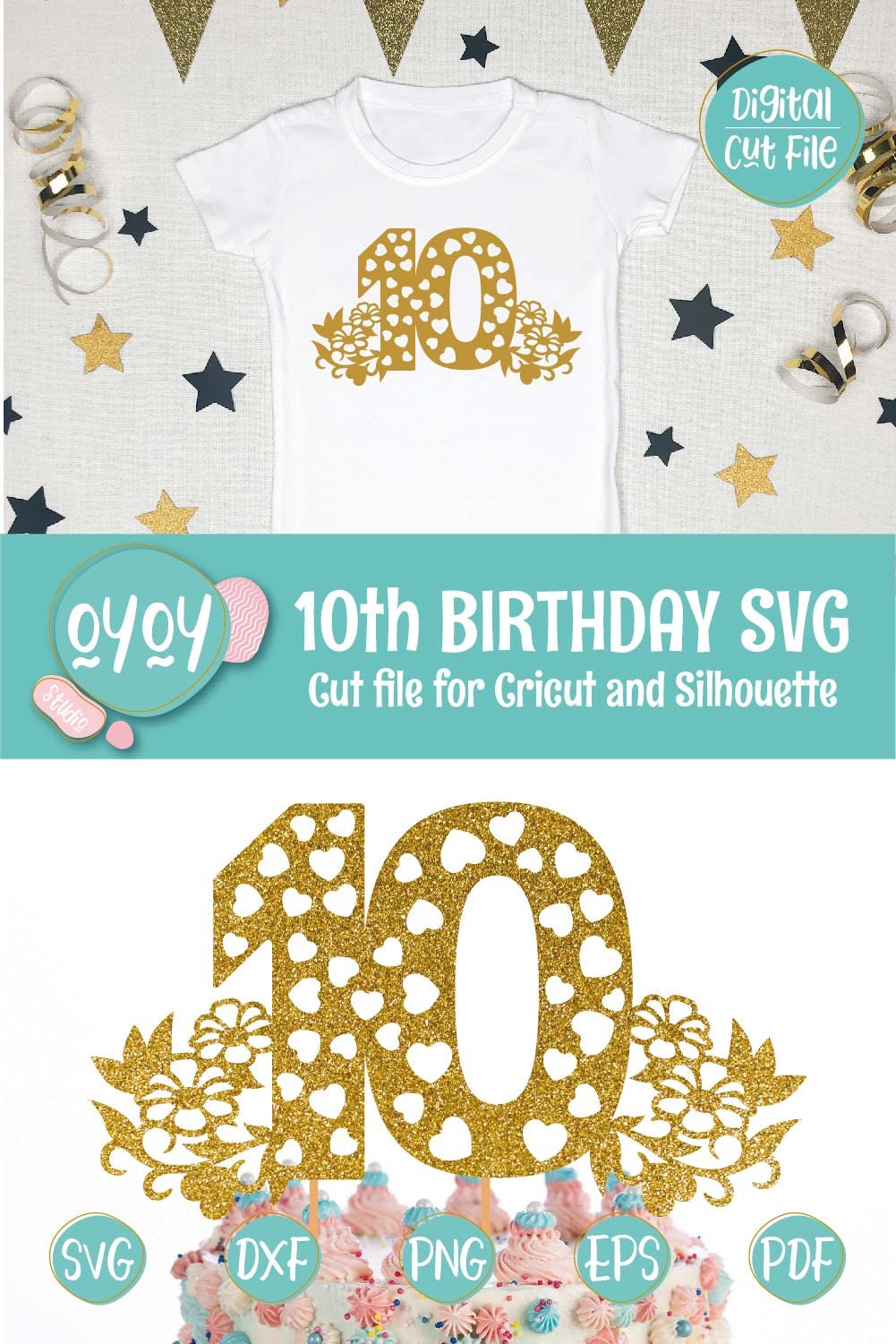 10th Birthday Cake Topper SVG Girl 10th Birthday SVG 10th - Etsy