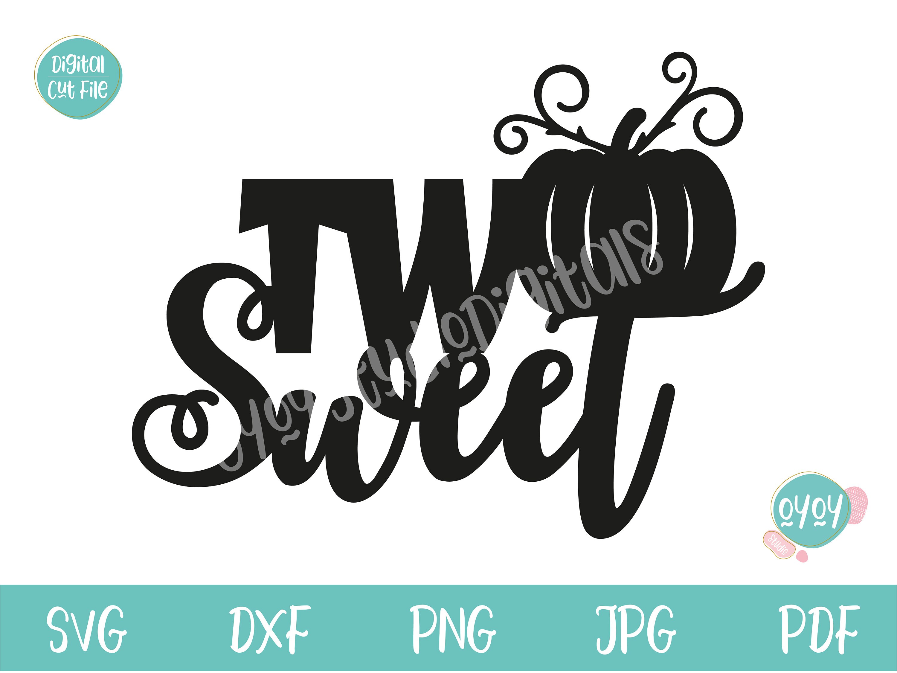 Two Sweet Cake Topper SVG With Pumpkin 2nd Birthday SVG - Etsy