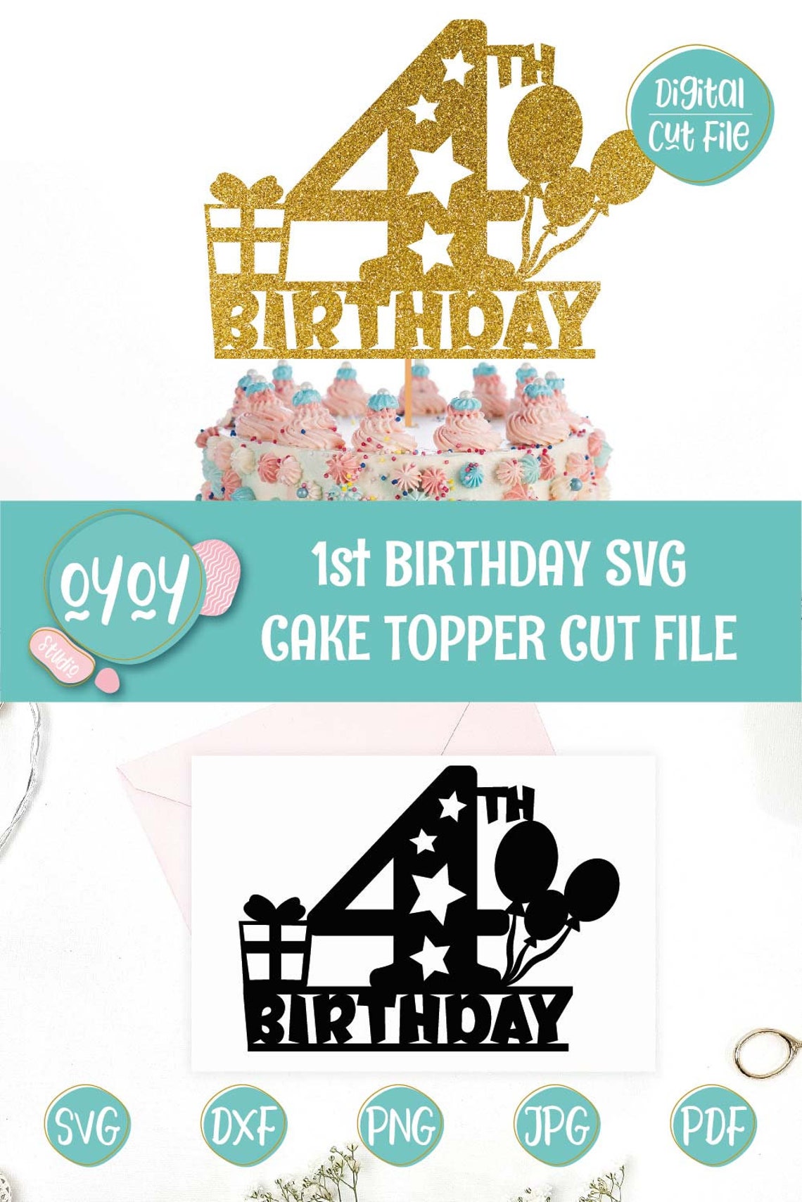 4th Birthday Cake Topper SVG, 4th Birthday Girl SVG, 4th Birthday Boy ...