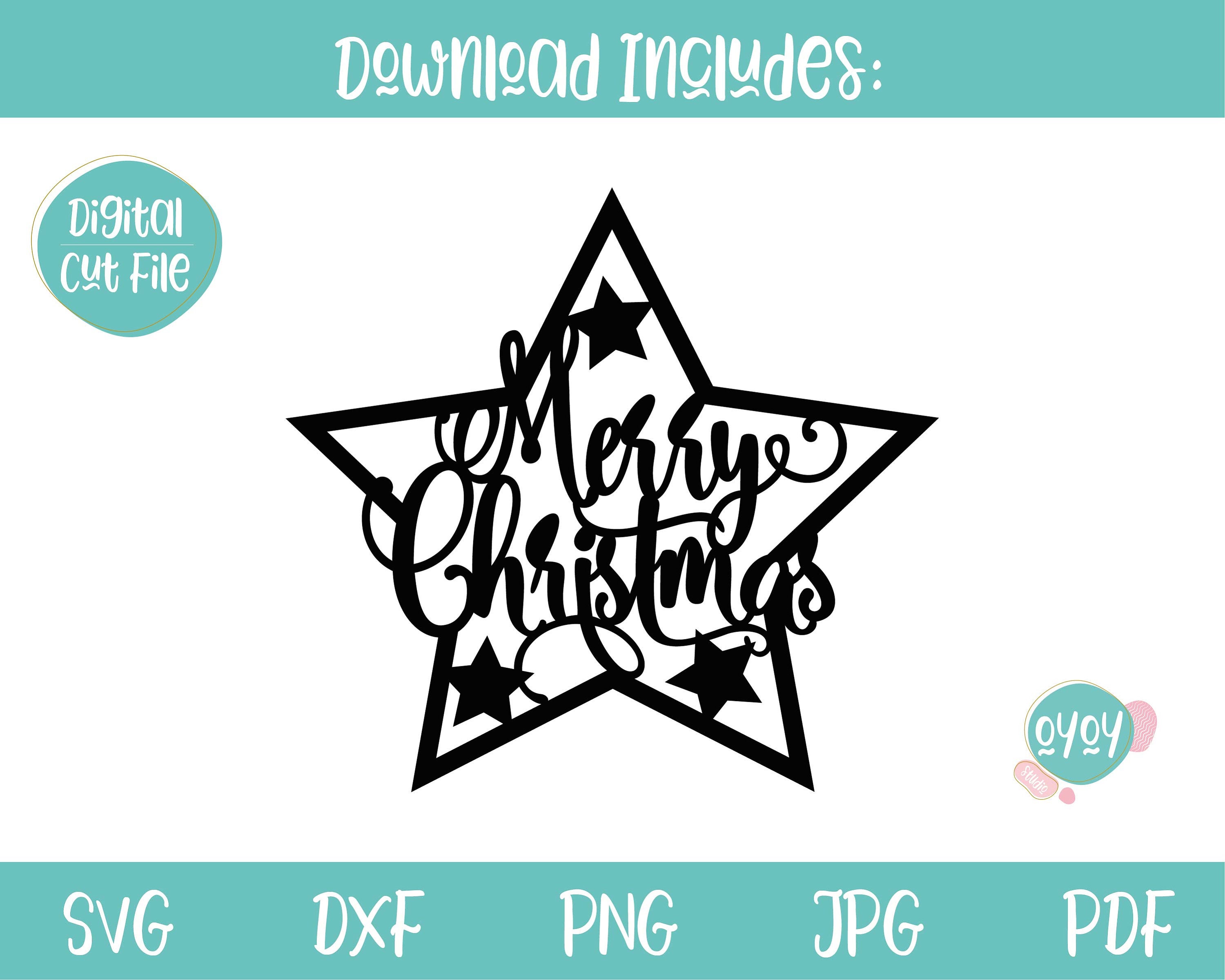 Merry Christmas Cake Topper SVG With Star Christmas Svg File - Etsy Canada